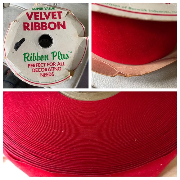 Vintage | Other | Vintage Velvet Red Ribbon Large Roll About 8 Left ...